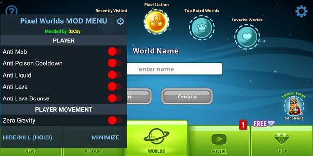 [APK Mod Menu] PIXEL WORLDS 1.6.80 MOD MENU +20 FEATURES - Free Android ...